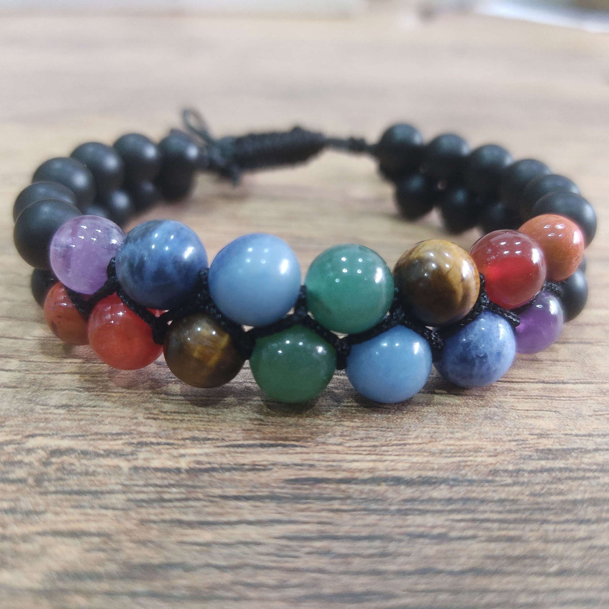 7 Chakra Lava Stone double layer Bracelet - Natural | Kalyanastrogems