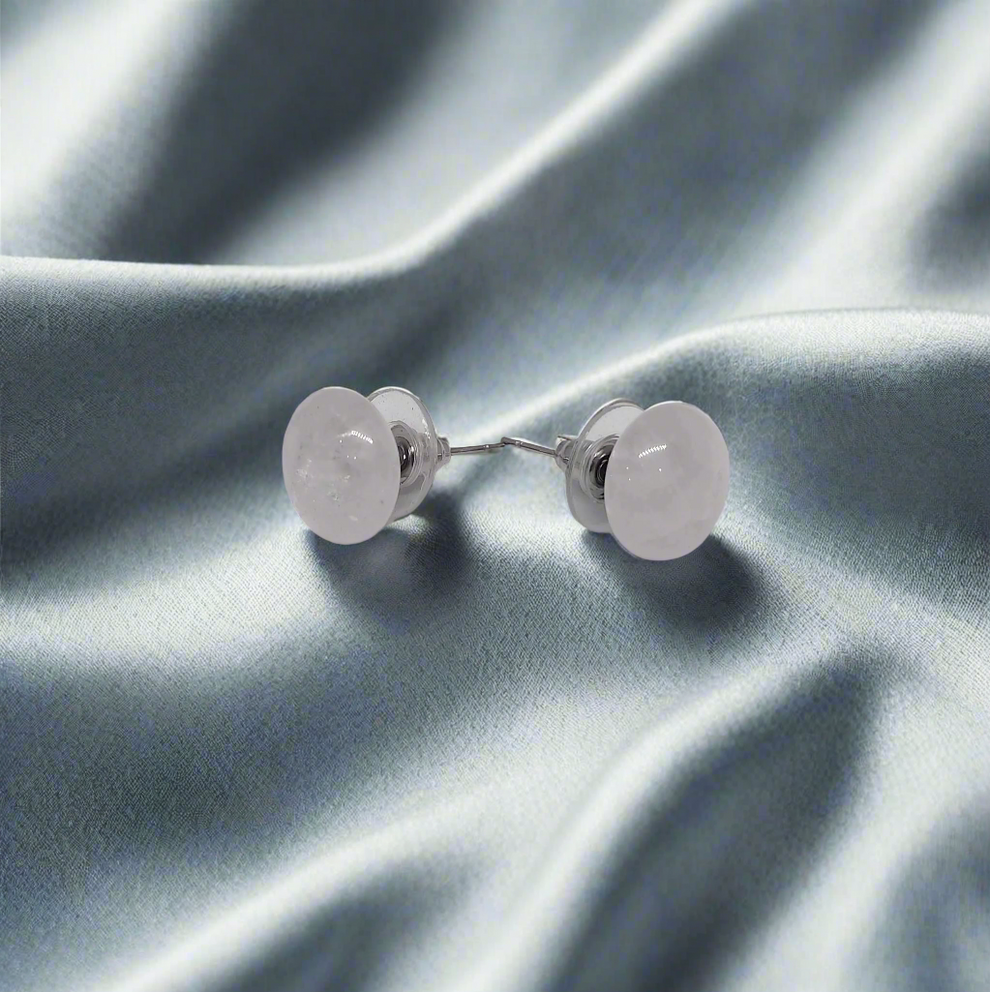 Crystal Quartz white Sphatik stone Earrings Studs Tops – Kalyanastrogems