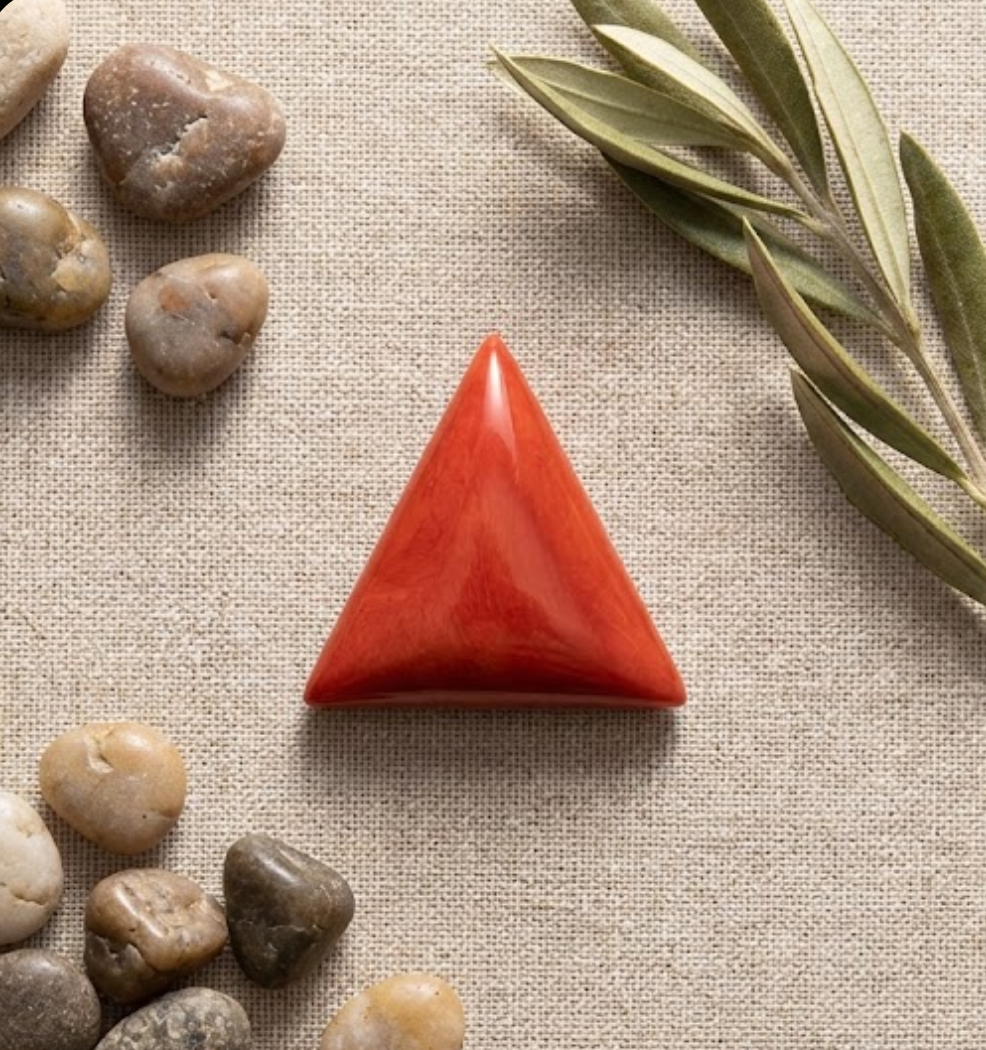 Certified Red Coral (Moonga) gemstone original Italian triangle shape ...