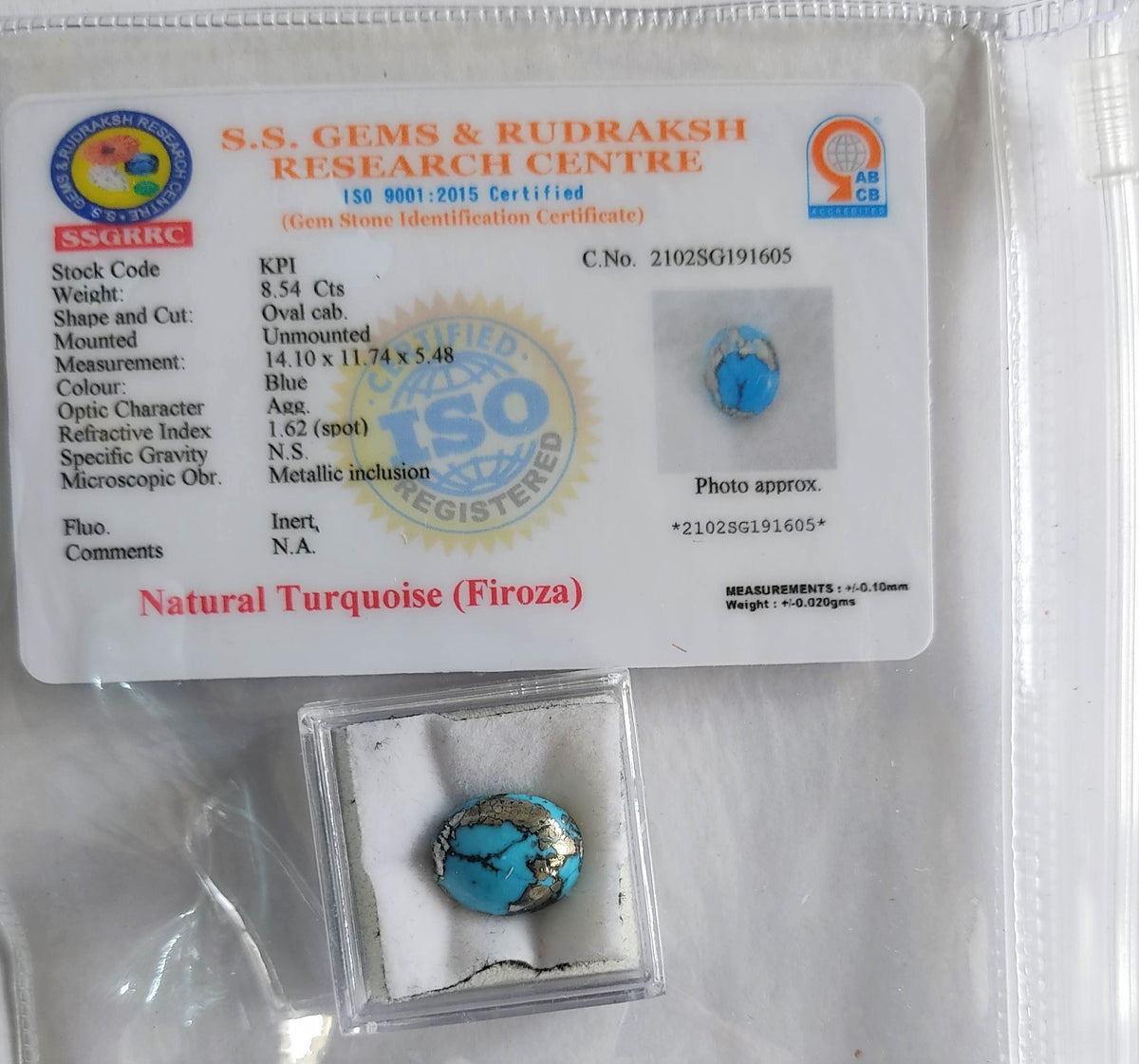 Certified Turquoise (Firoza) Gemstone | Kalyanastrogems