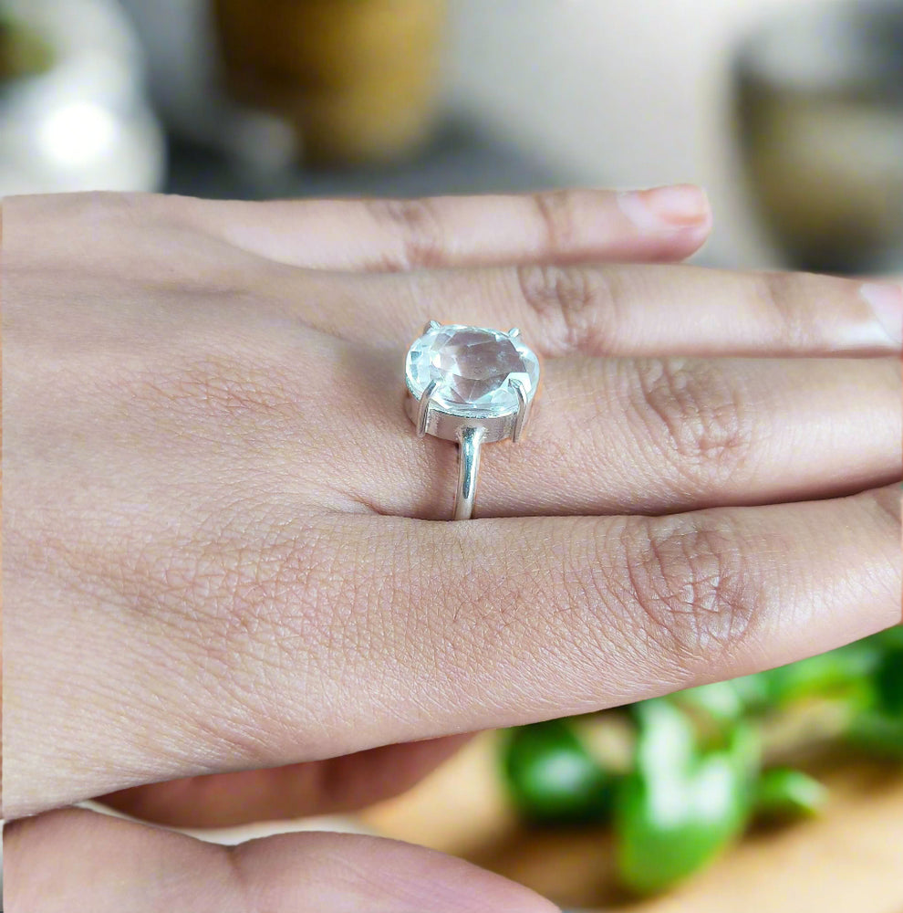 Crystal Quartz Sphatik Stone Ring – Kalyanastrogems