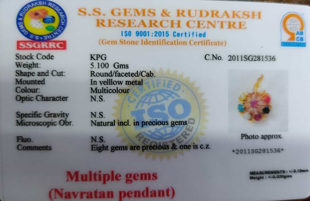 Original Navratan Pendant in Precious gemstones | Kalyanastrogems