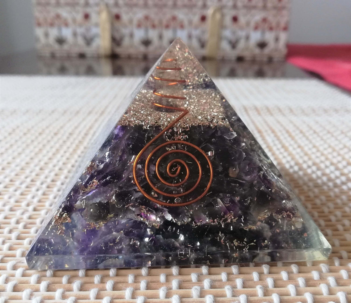 Real Amethyst Orgonite Pyramid (7 cm) | Kalyanastrogems